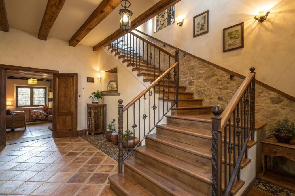 14+ Inspiring Farmhouse Rustic Stair Railing Ideas